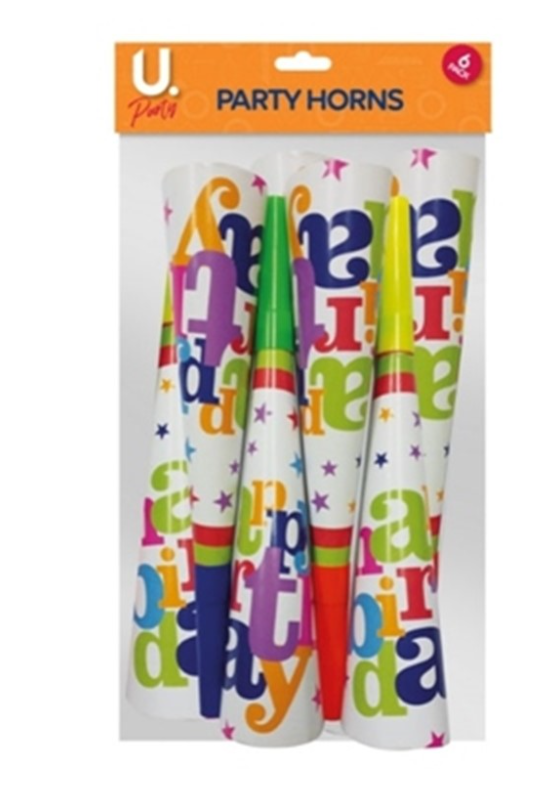 Happy Birthday | Party Horns | Pack of 6 pcs – Tal-Lira
